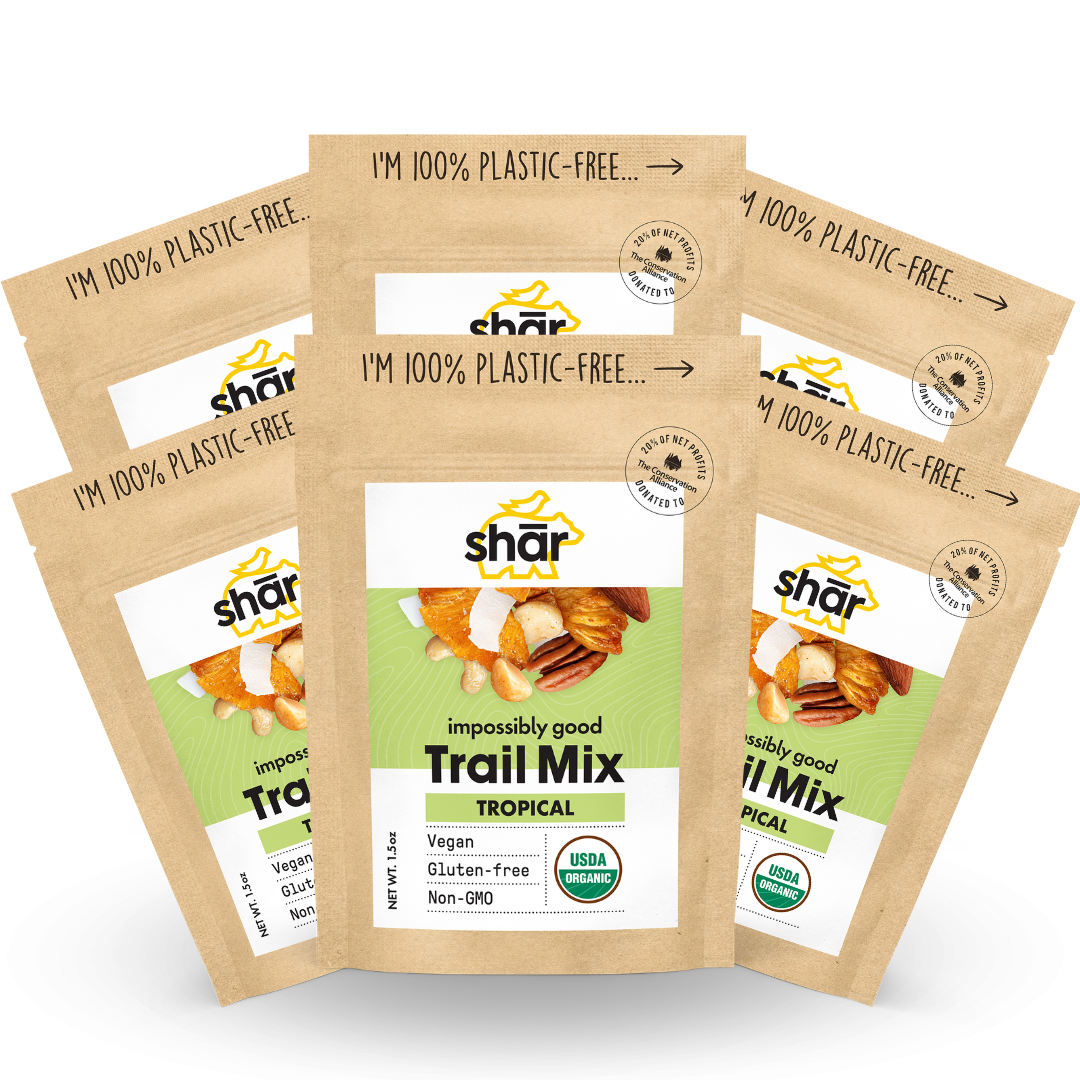 1.5 oz COMPOSTABLE MINI BAG x 6 PACK – TROPICAL – Shār Snacks